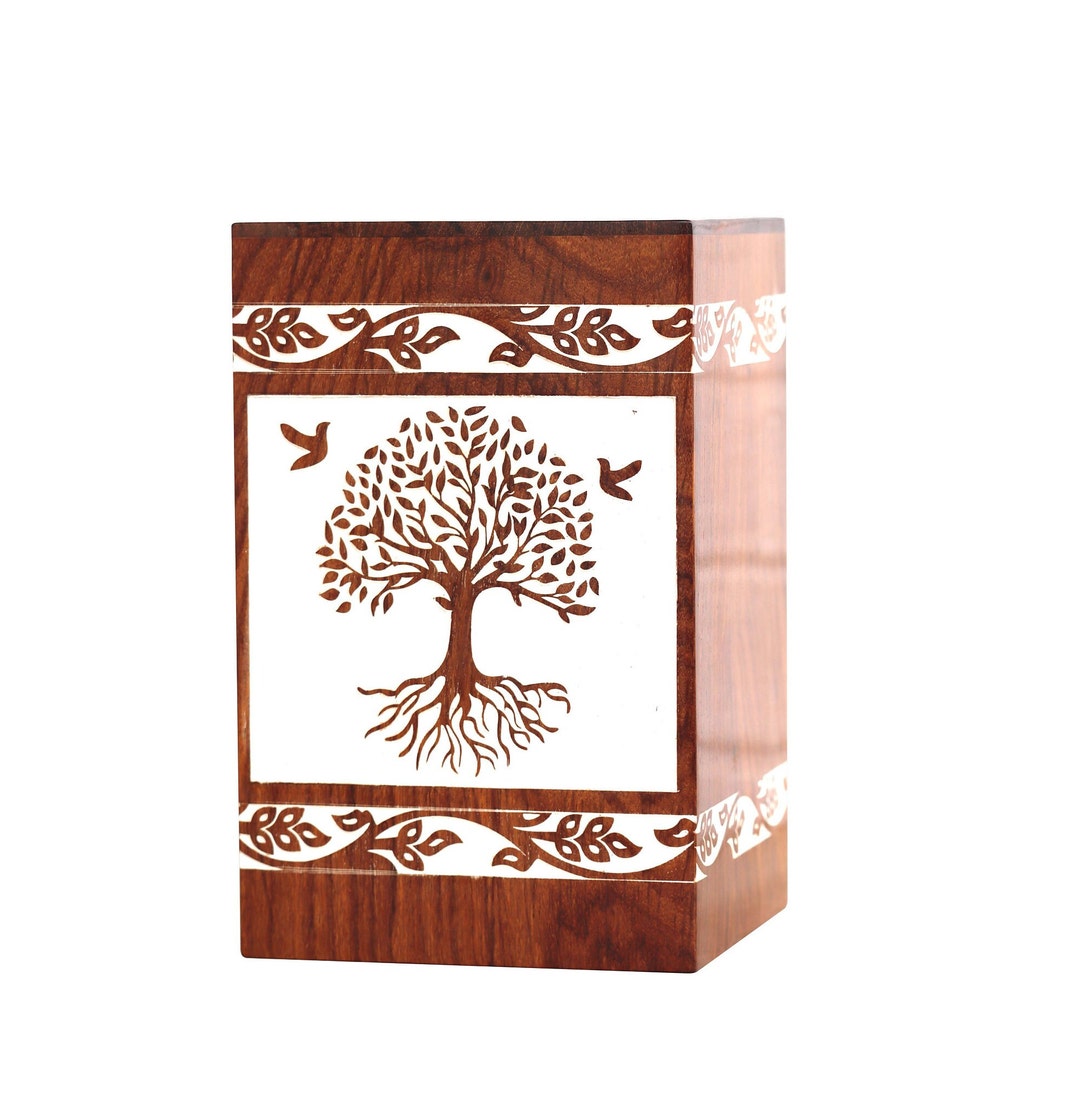 Tree of Life Wooden Urn Box for Male and Female Wood Cremation Urns for ...