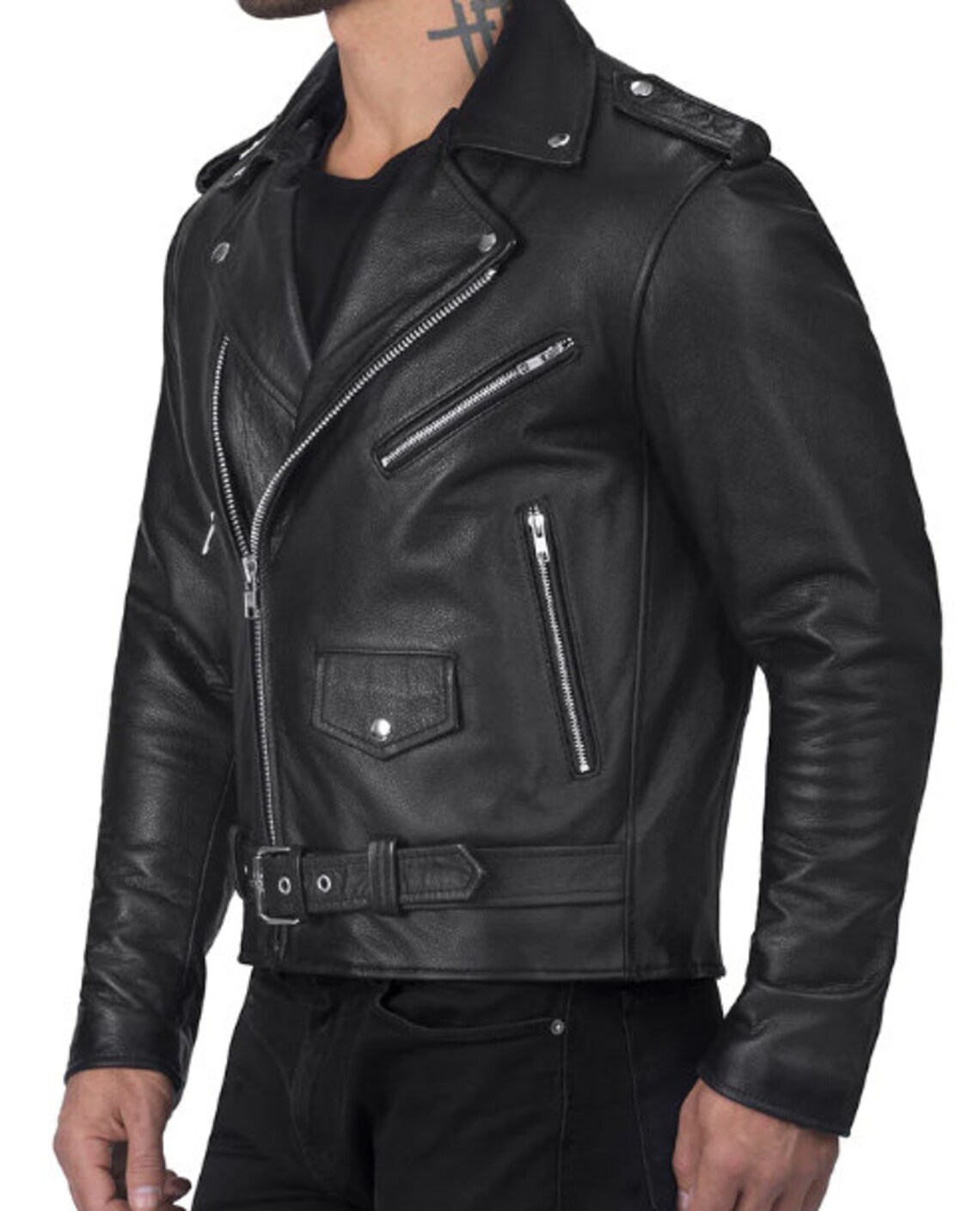 Handcrafted Men's Premium Leather Motorcycle Jacket Mens Iconic Fashion ...