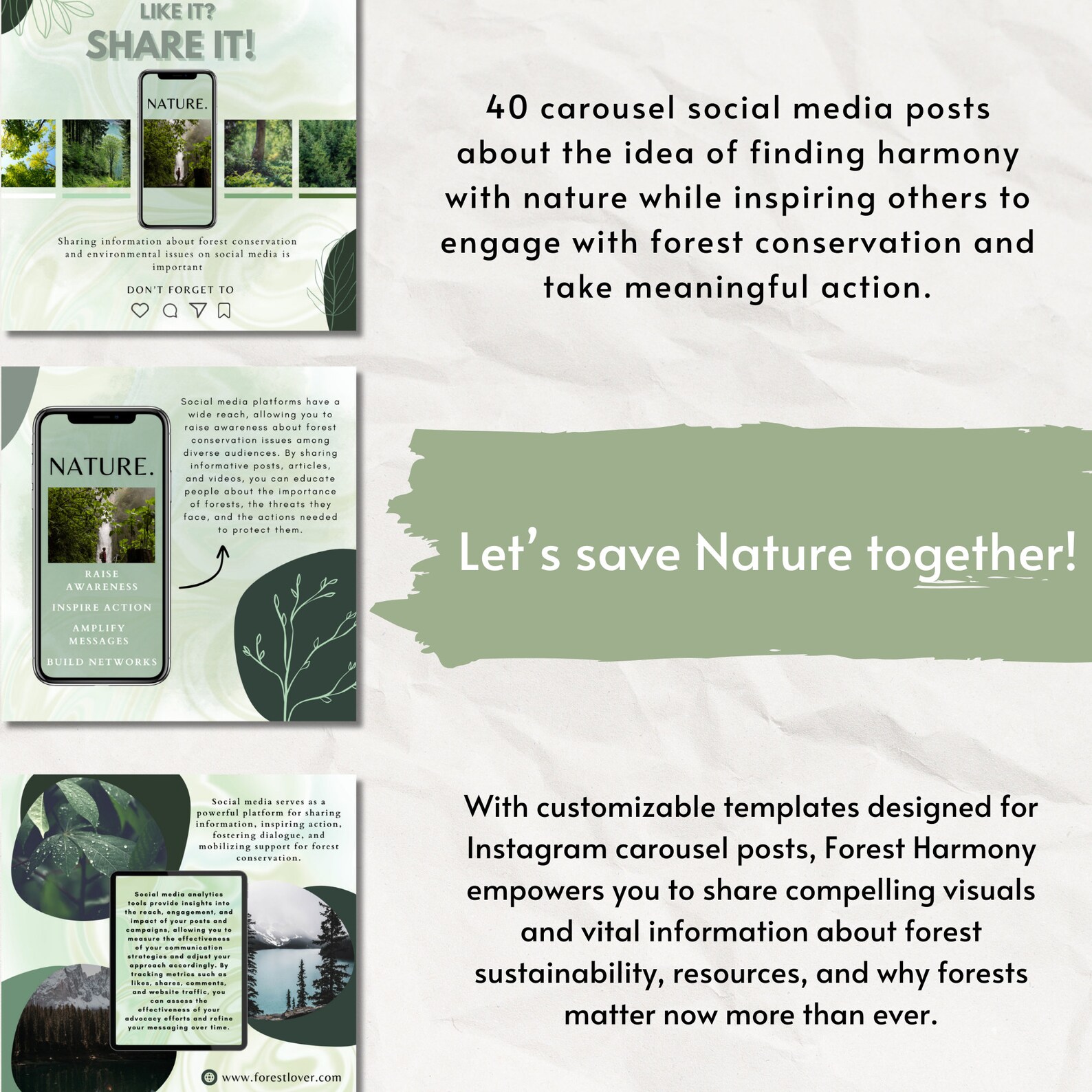 Forest Instagram Post Template, Nature Conservation (30 Posts) - Etsy