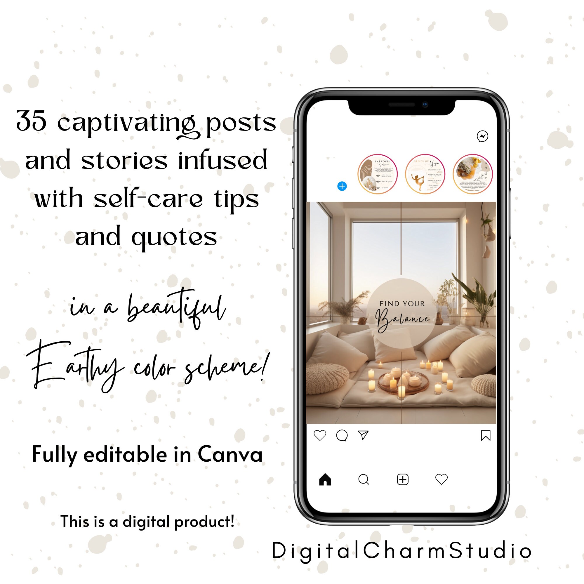Self Care Instagram Templates, Self-love Templates, Health & Wellness ...