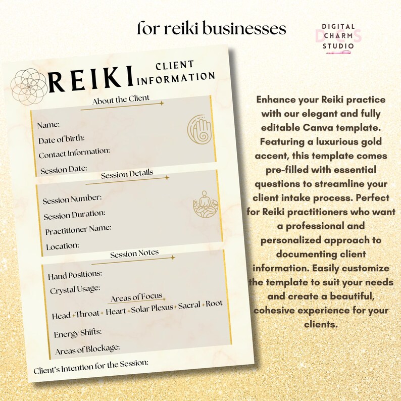 Reiki Client Information Template, Printable, Digital Download ...