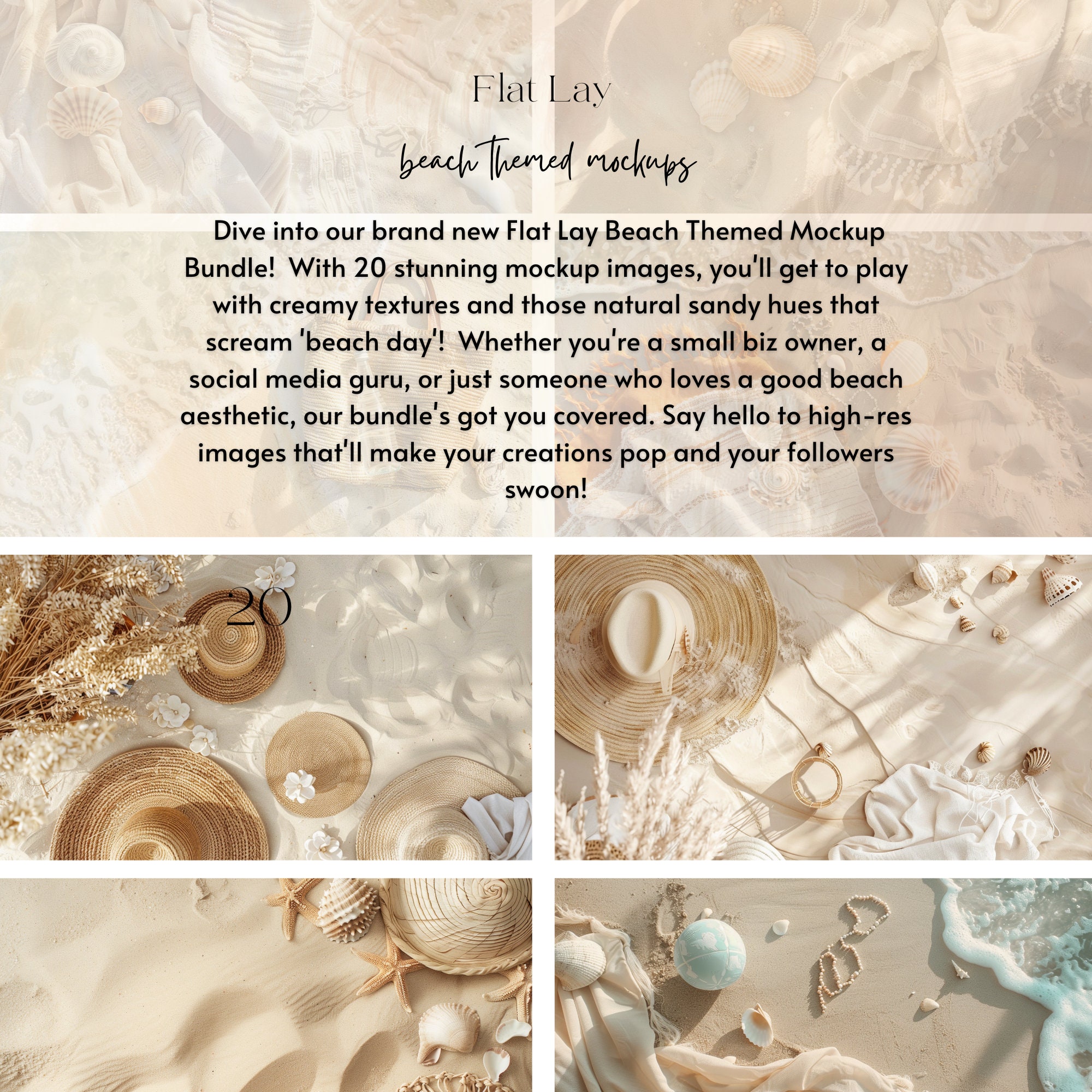 Beach Themed Flat Lay Mockup Bundle, Styled Stock Photography, Backdrop ...