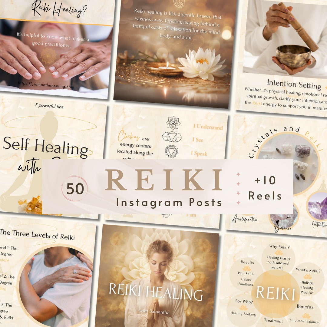 Reiki Social Media Posts, Energy Healing, Instagram Templates for Reiki ...