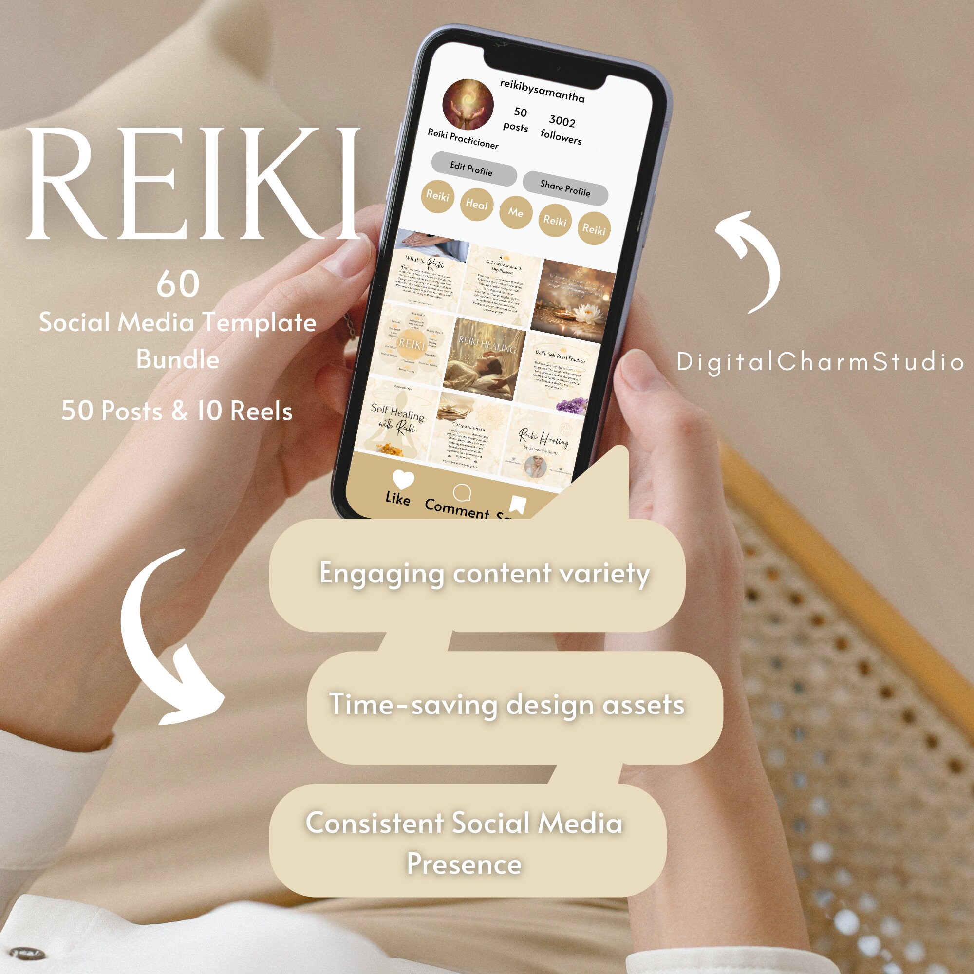 Reiki Social Media Posts, Energy Healing, Instagram Templates for Reiki ...