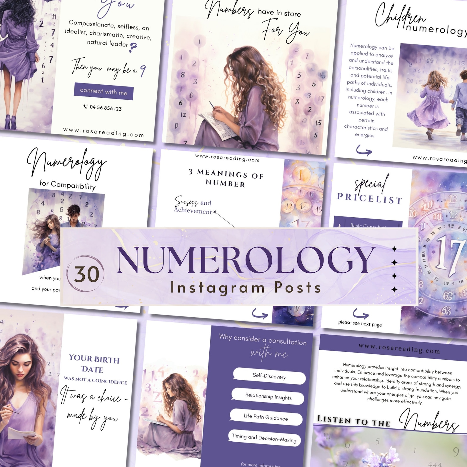 Numerology Instagram Post Templates, Astrology, Birthdates (PDF) - Etsy