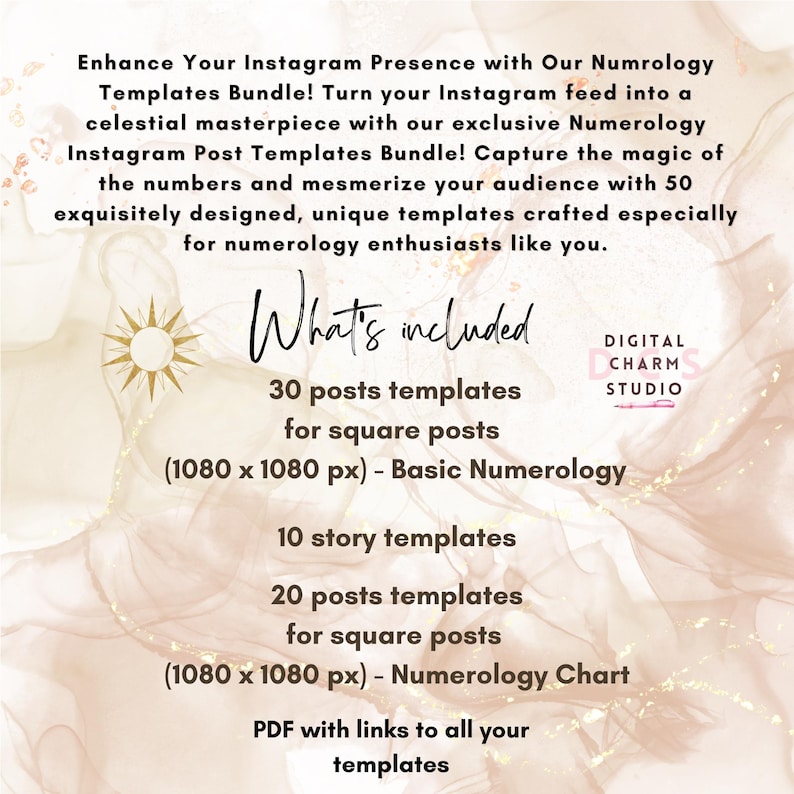 Black & Gold Numerology Instagram Templates: 50 Posts, 10 Stories ...