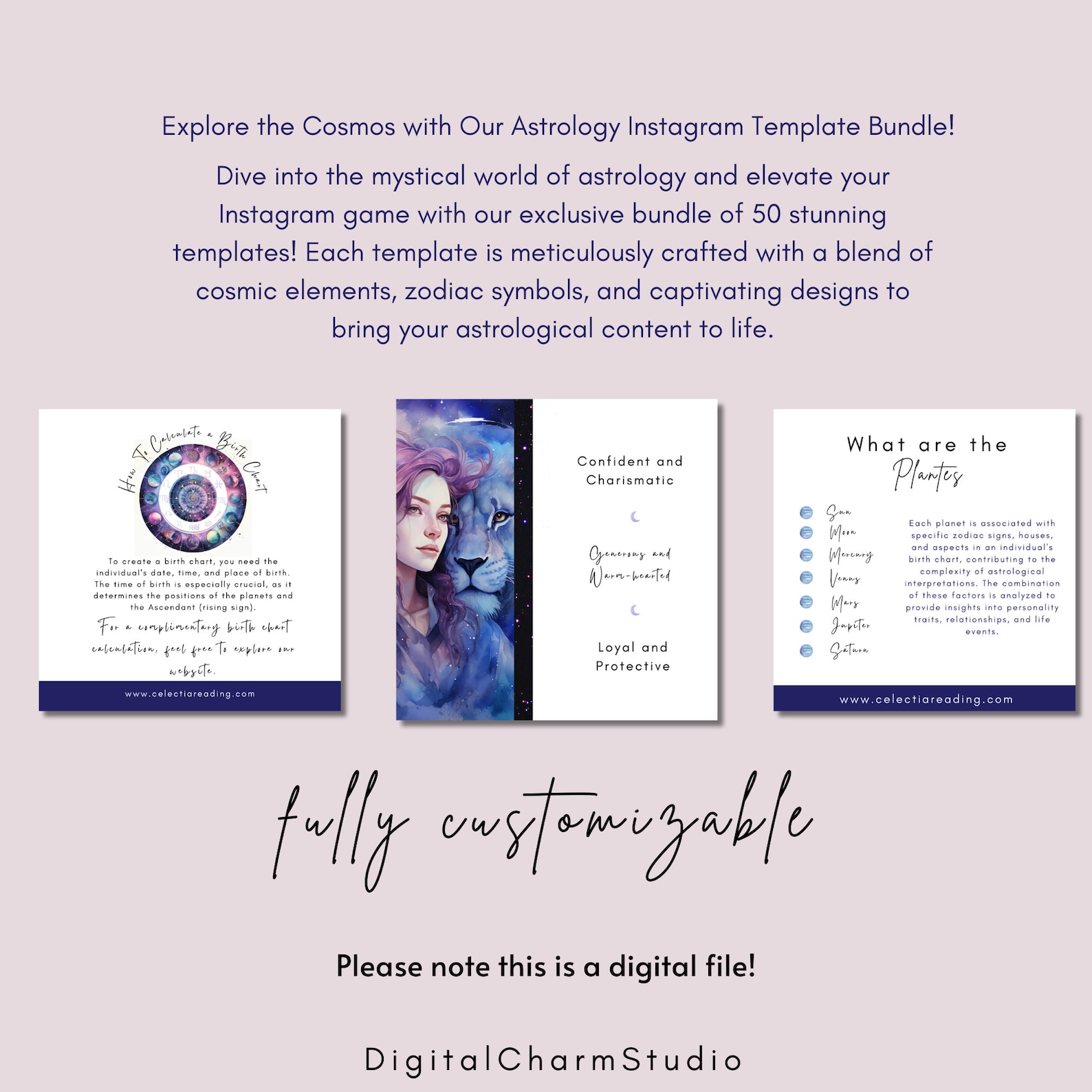 Astrology Instagram Post Templates, Mystical Social Media Bundle (50 ...