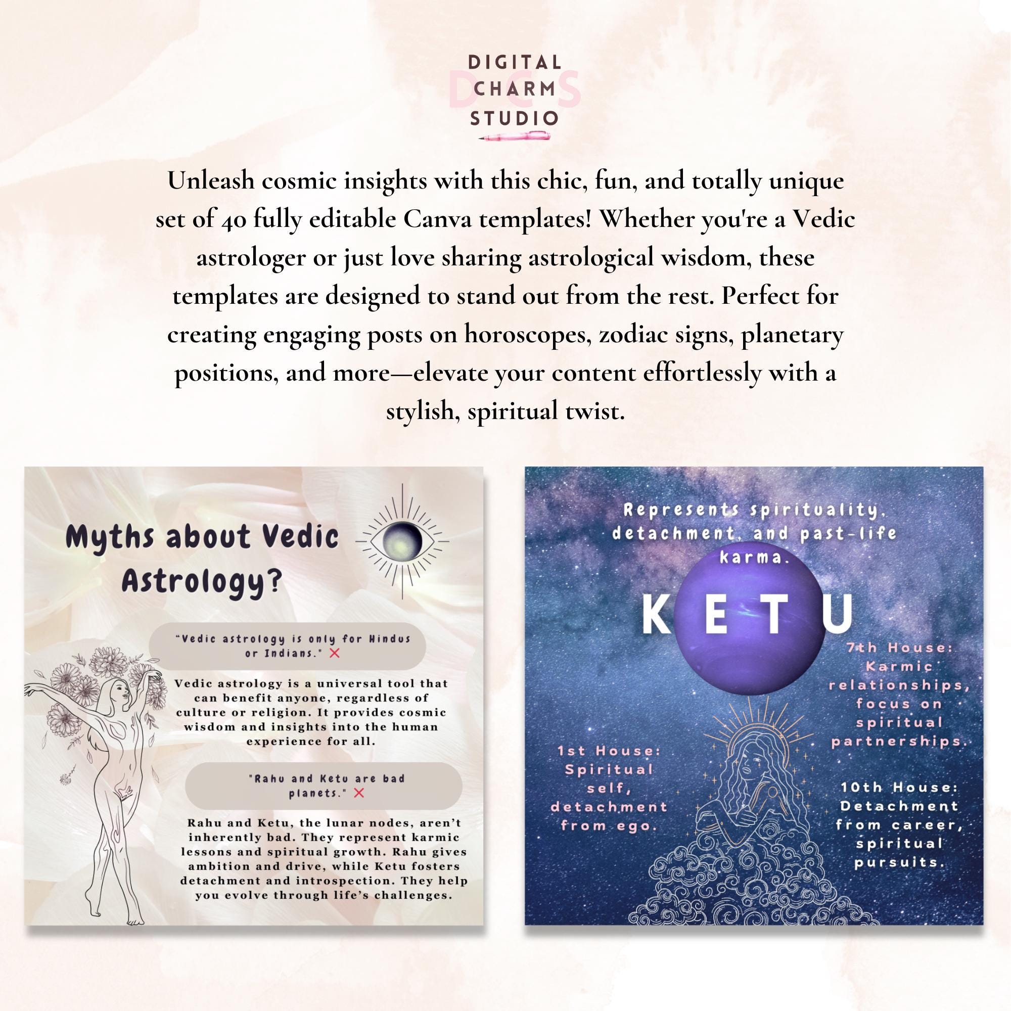 Vedic Astrology Social Media Templates: 40 Unique Canva Posts - Etsy