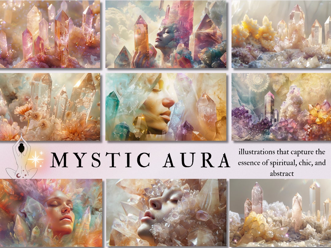 Spiritual and Mystical PNG Bundle, Colorful Illustrations, Reiki ...