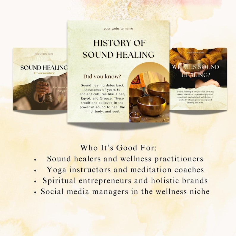 Sound Healing Instagram Templates: Golden Hues Canva Designs - Etsy