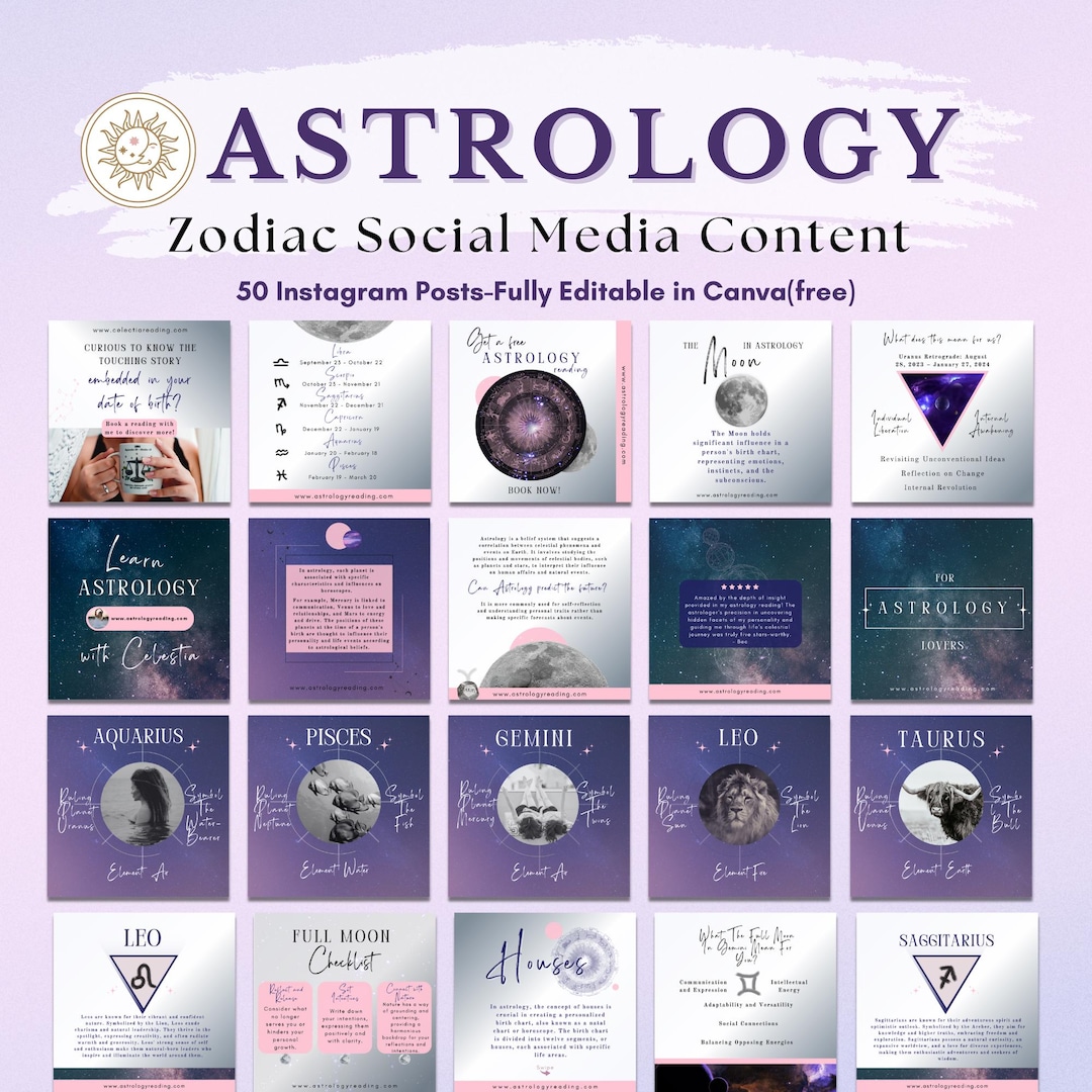 Astrology Instagram Post Templates, Zodiac Designs (canva Editable) - Etsy