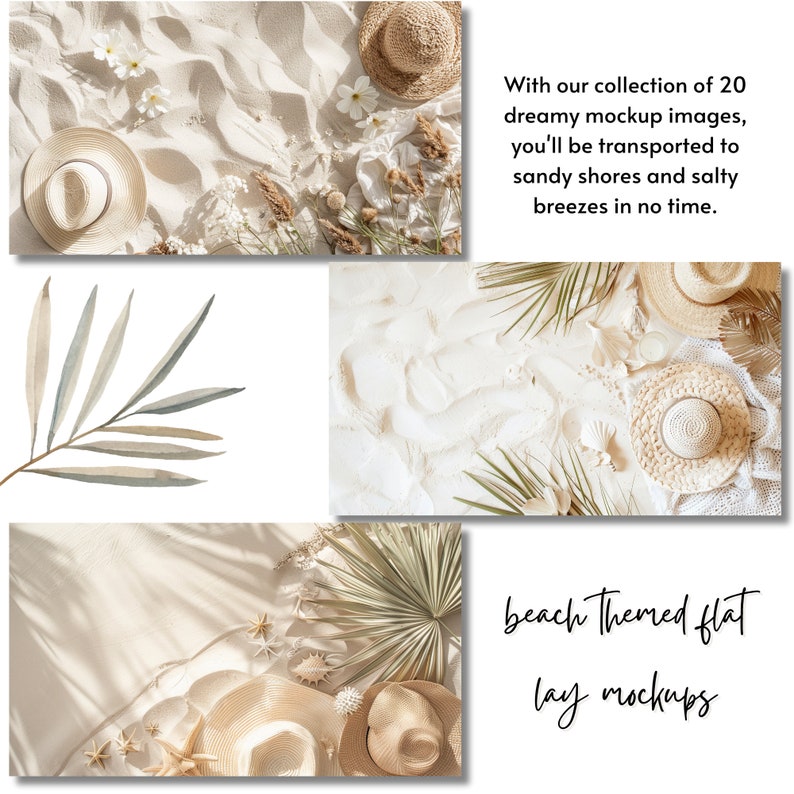 Beach Themed Flat Lay Mockup Bundle, Styled Stock Photography, Backdrop ...