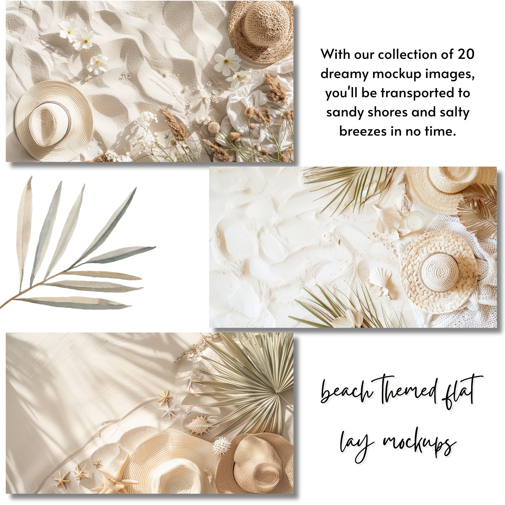 Beach Themed Flat Lay Mockup Bundle, Styled Stock Photography, Backdrop ...