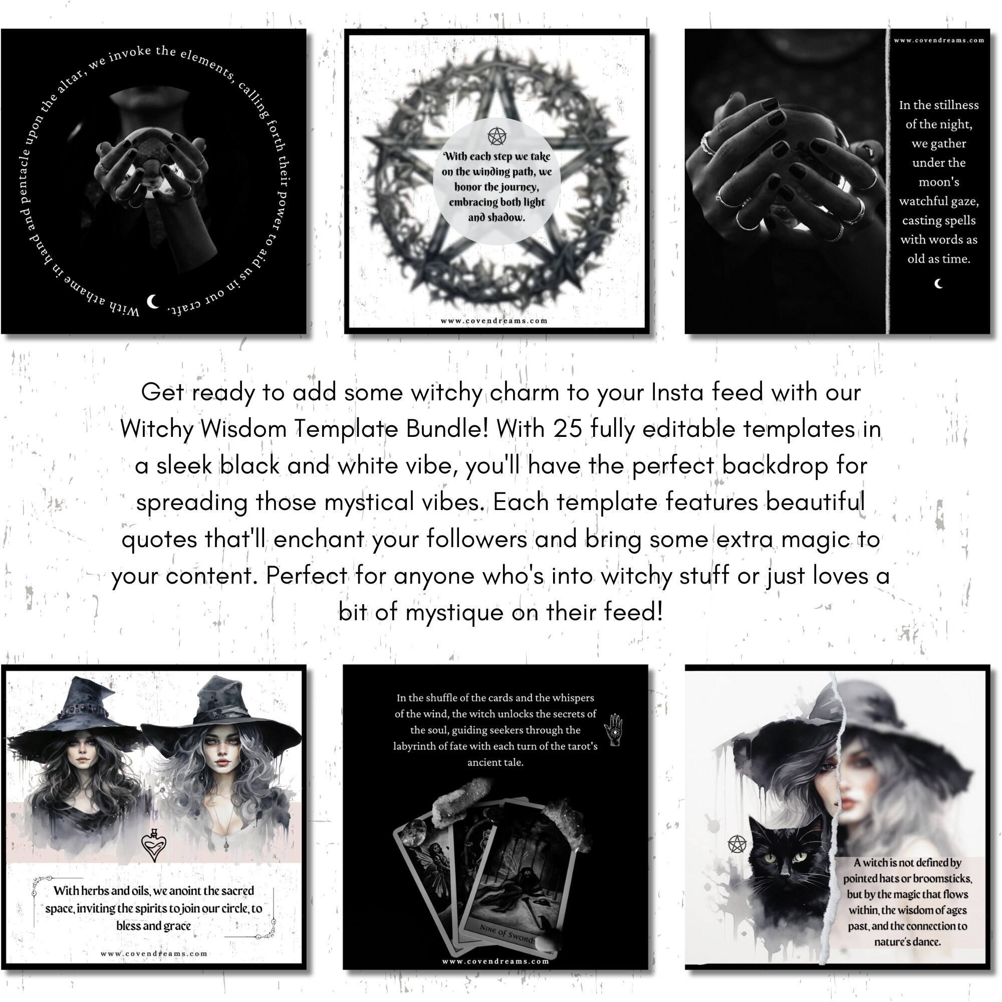 Spiritual Instagram Post Templates, Witchy Wisdom, Witchy Vibes ...