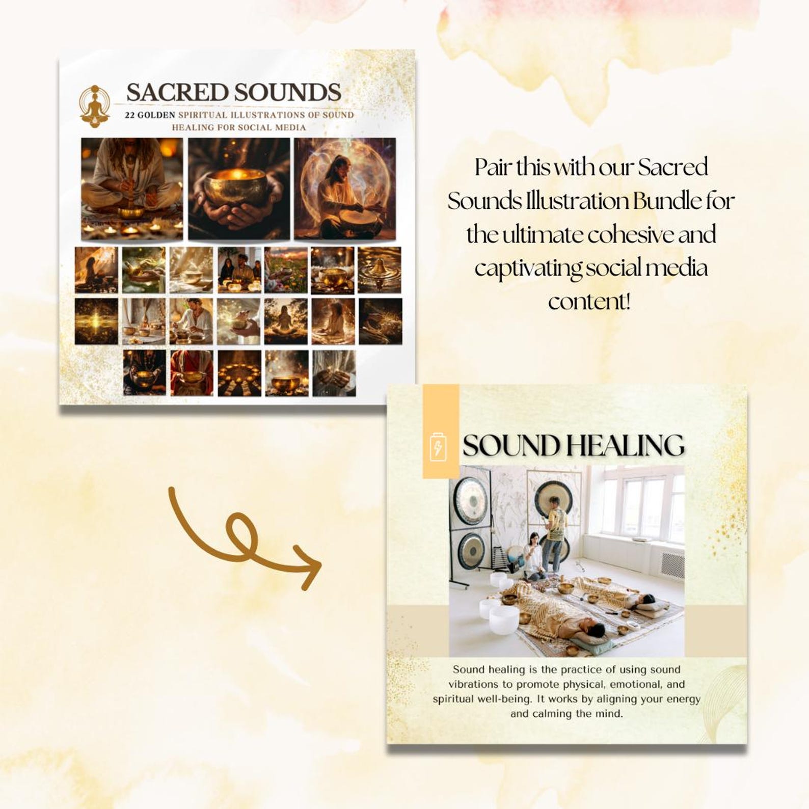 Sound Healing Instagram Templates: Golden Hues Canva Designs - Etsy