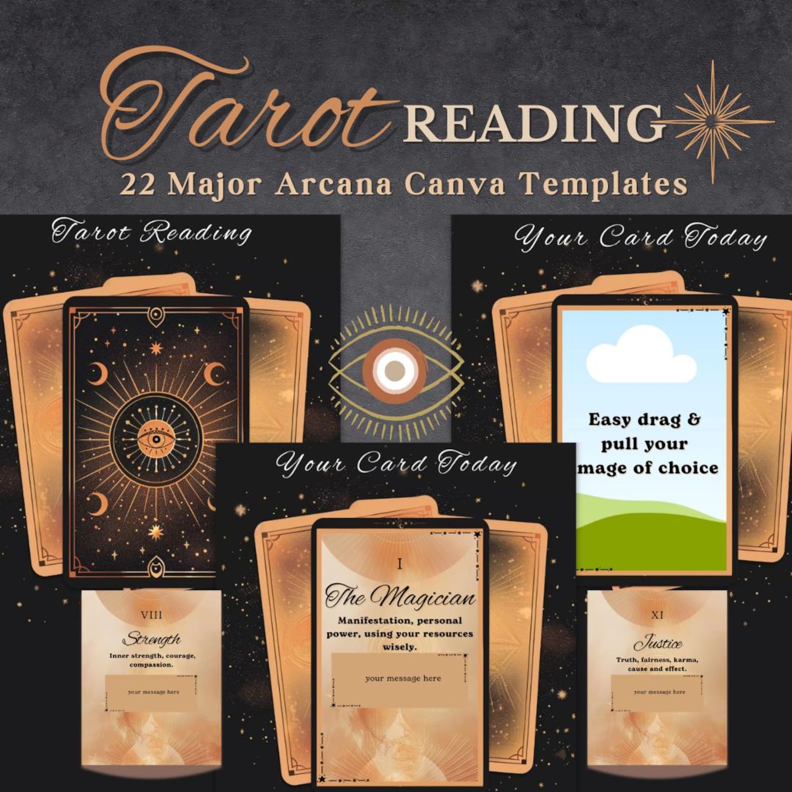Major Arcana Tarot Card Mockup Templates: Canva Editable (digital ...