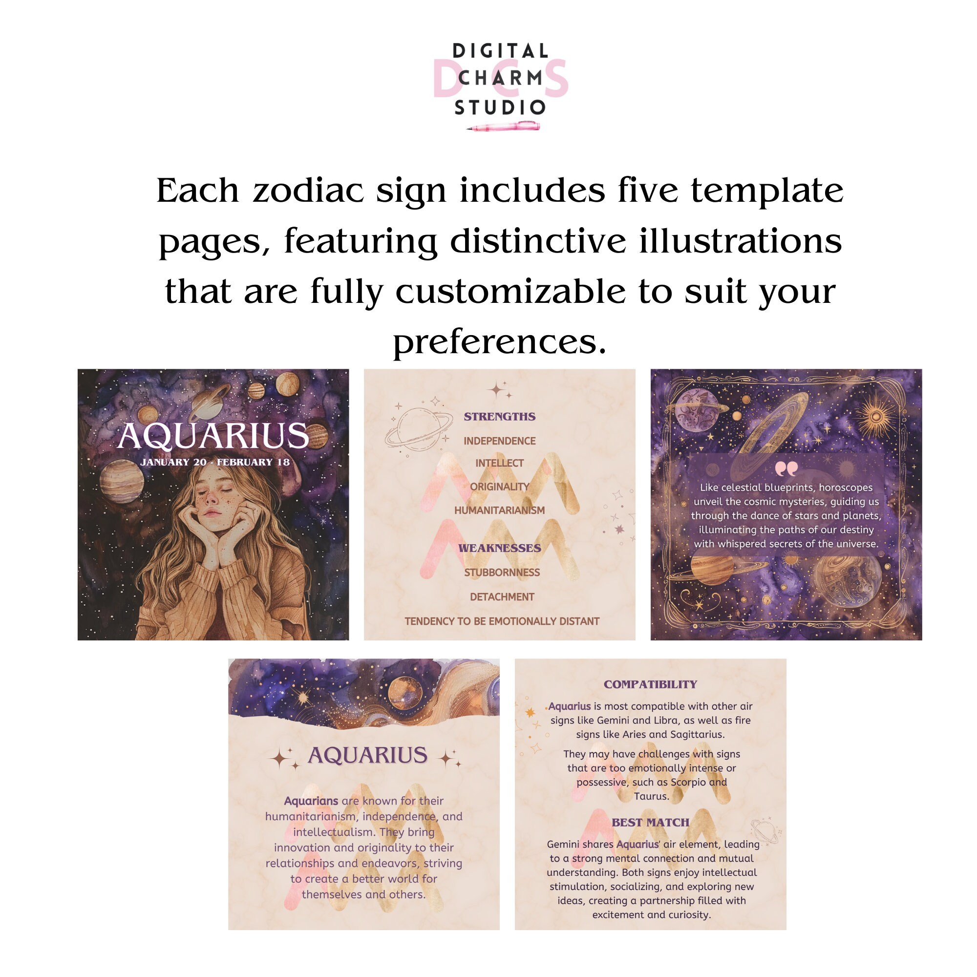 Astrology Instagram Post Template Bundle, Social Media Post Bundle ...
