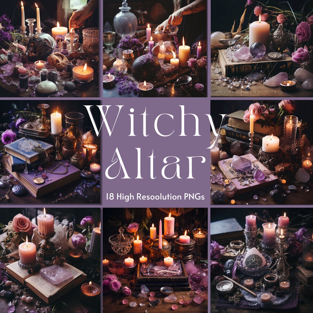 Witchy Magic Celestial PNG Bundle, High-resolution Images, Witch Altar ...