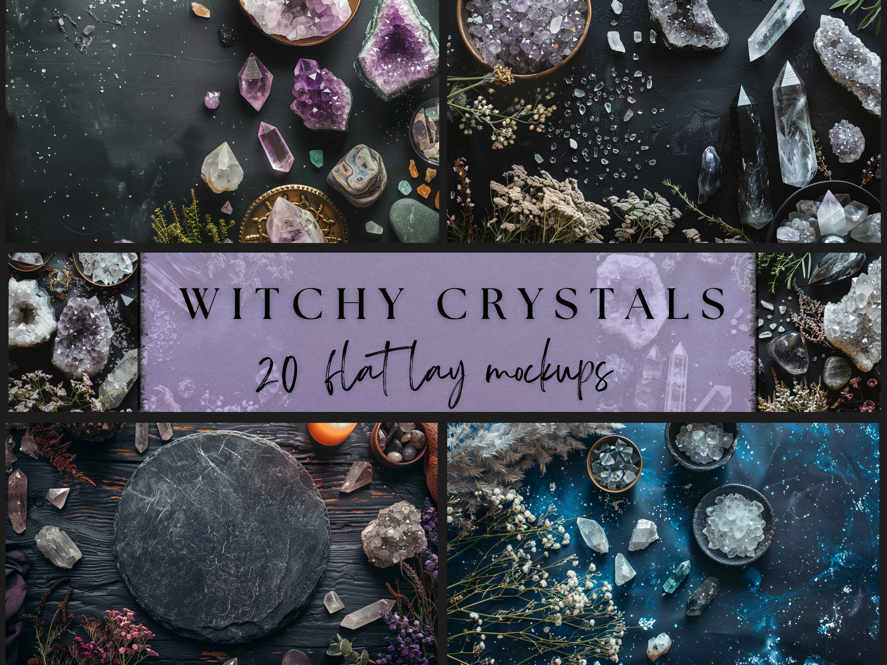 Witchy Flat Lay Mockup Bundle, Styled Stock Photography, Backdrop ...