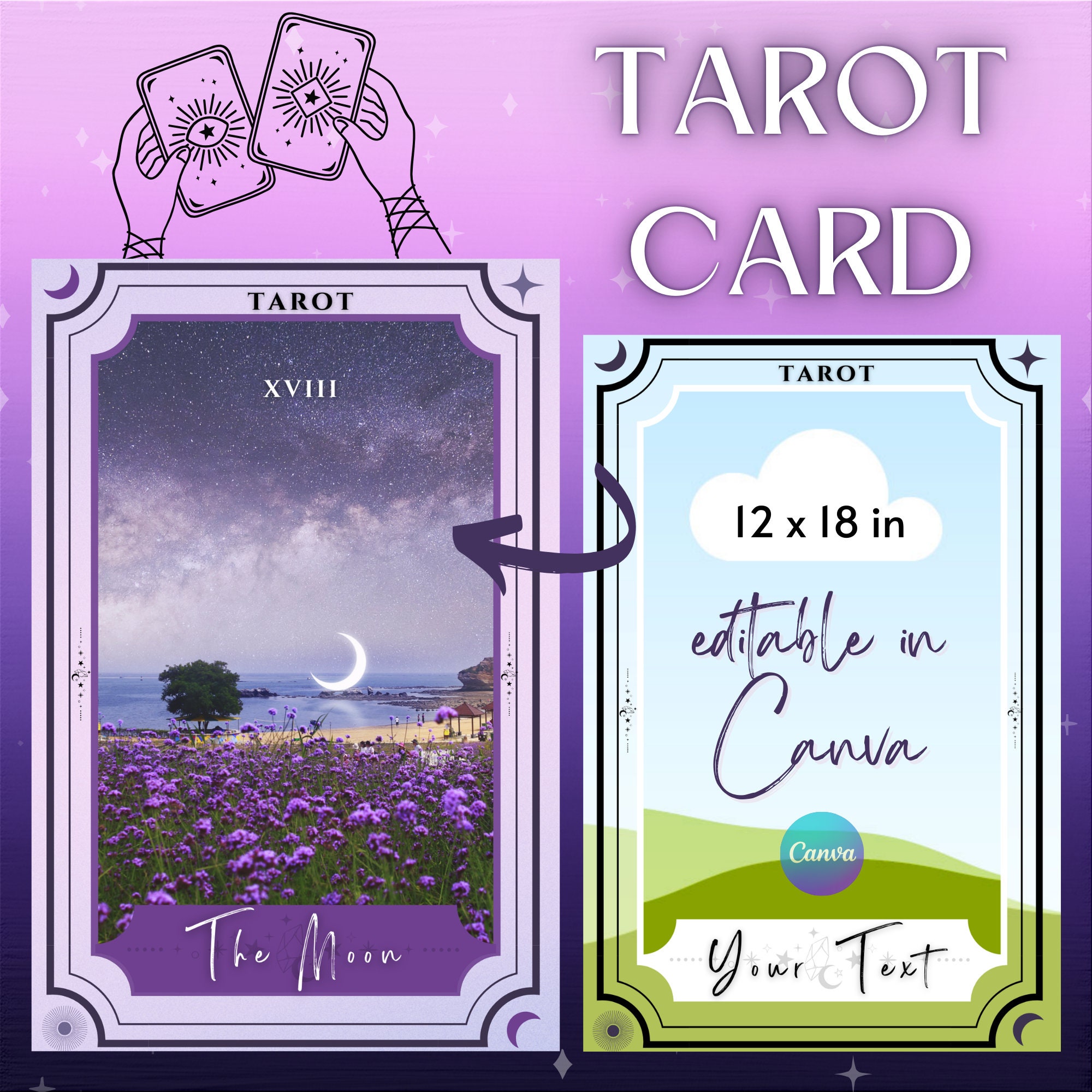 Editable Canva Tarot Card Template, Change Colors, Add Background ...