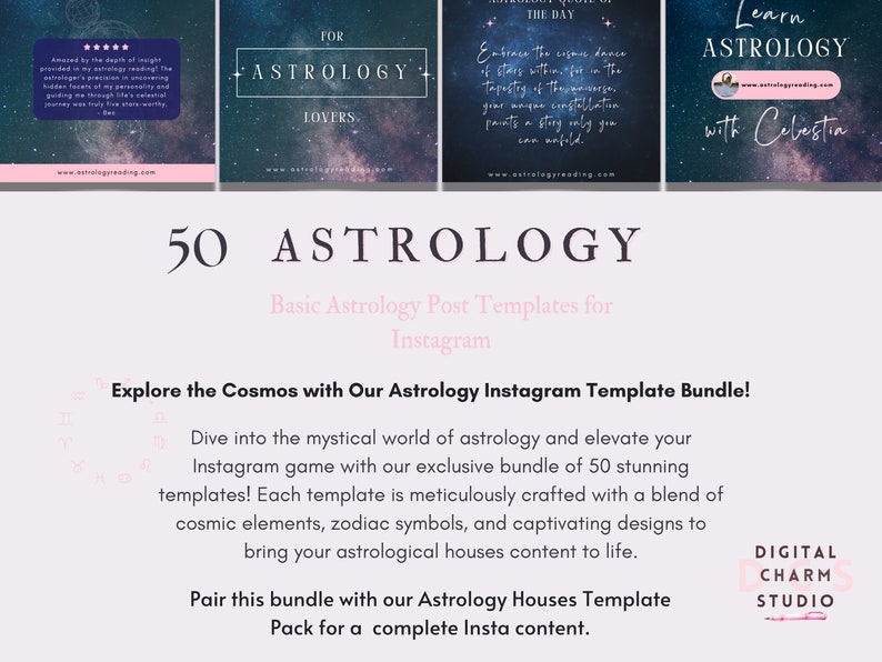 Astrology Instagram Post Template Bundle, Zodiac Signs, Spiritual ...
