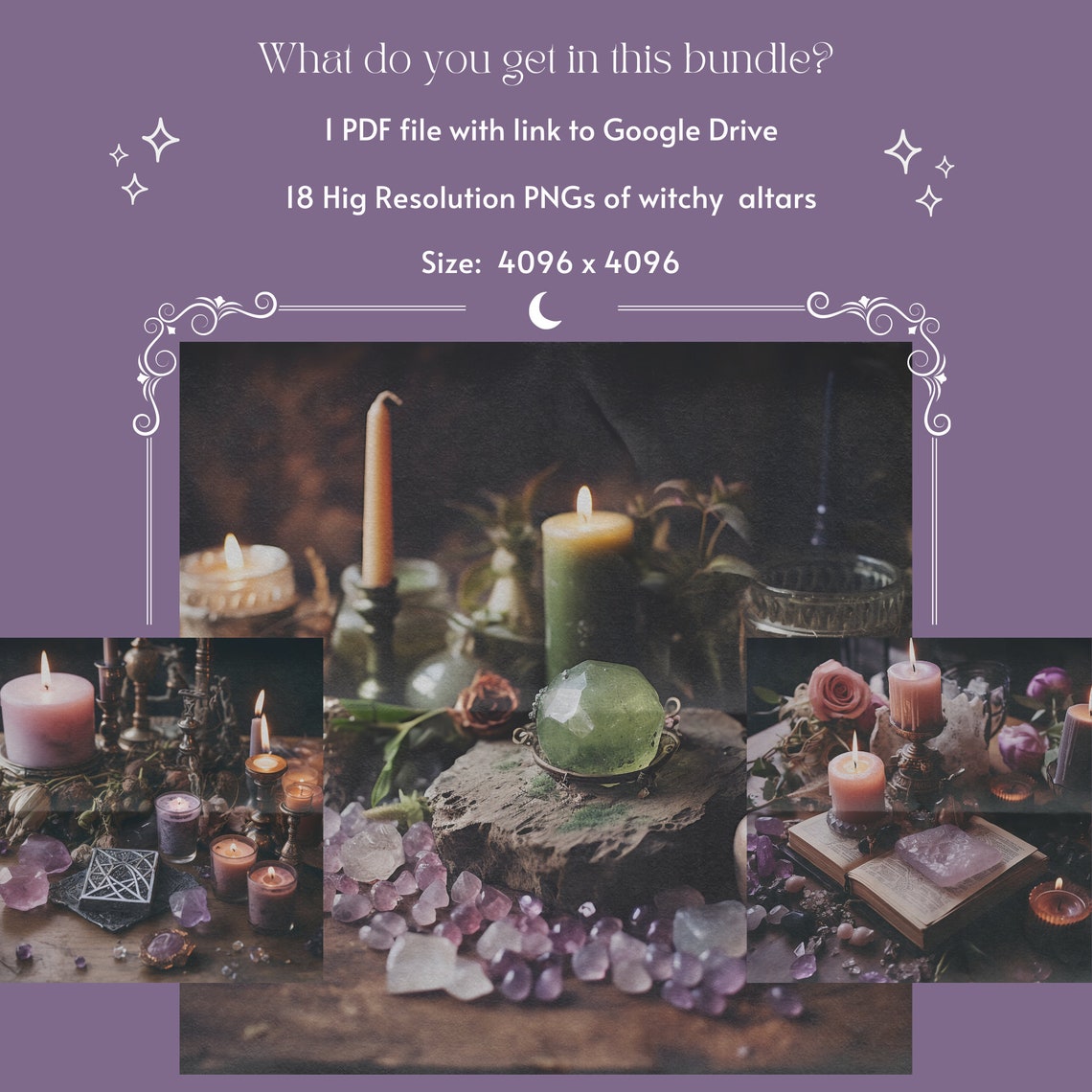 Witchy Magic Celestial PNG Bundle, High-resolution Images, Witch Altar ...
