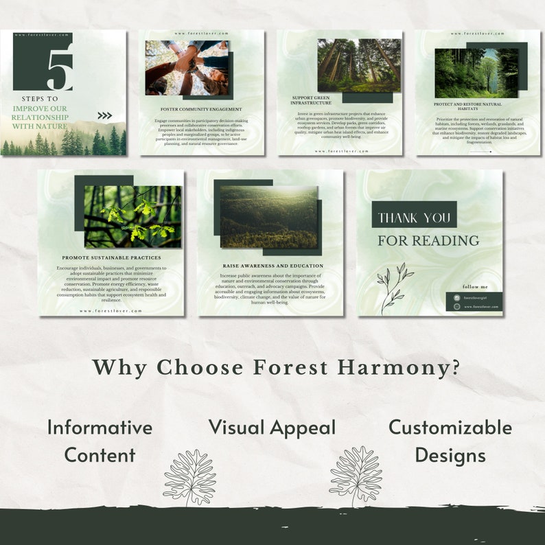 Forest Instagram Post Template, Nature Conservation (30 Posts) - Etsy