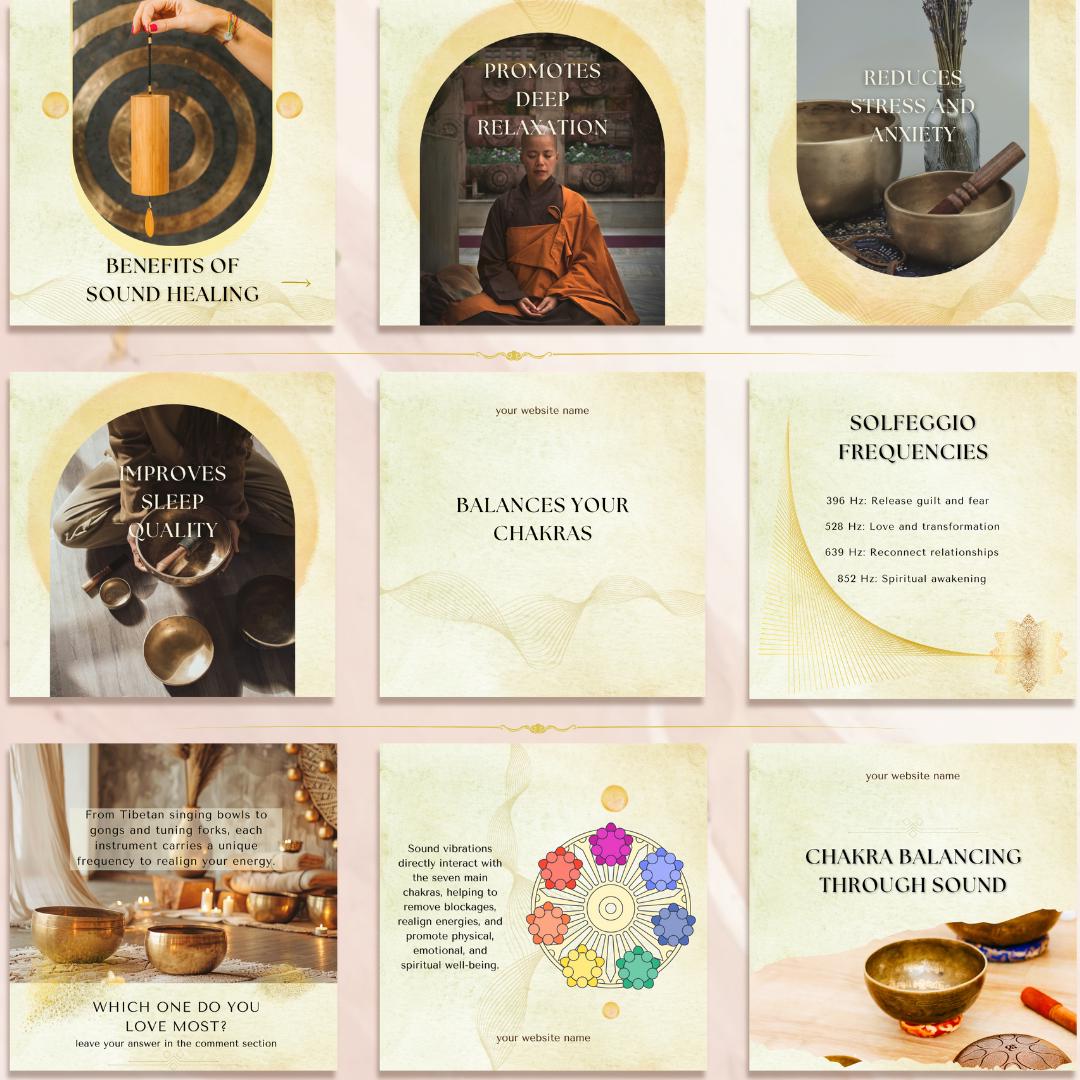 Sound Healing Instagram Templates: Golden Hues Canva Designs - Etsy