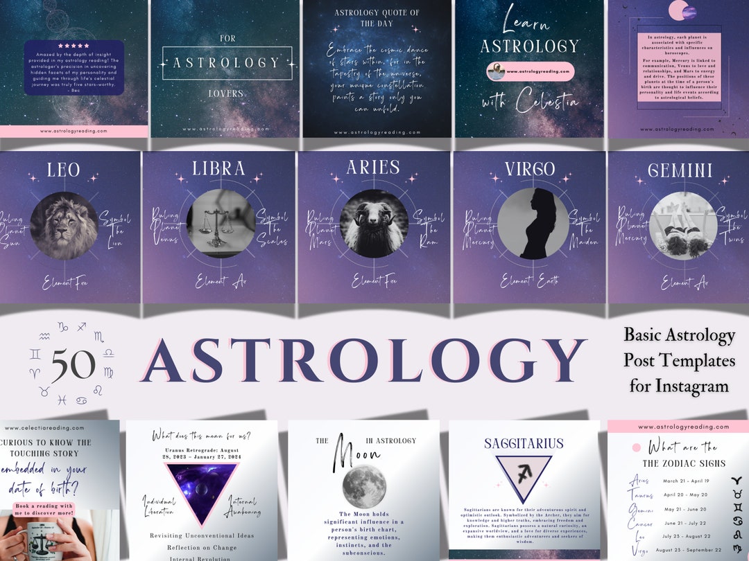 Astrology Instagram Post Template Bundle, Zodiac Signs, Spiritual ...