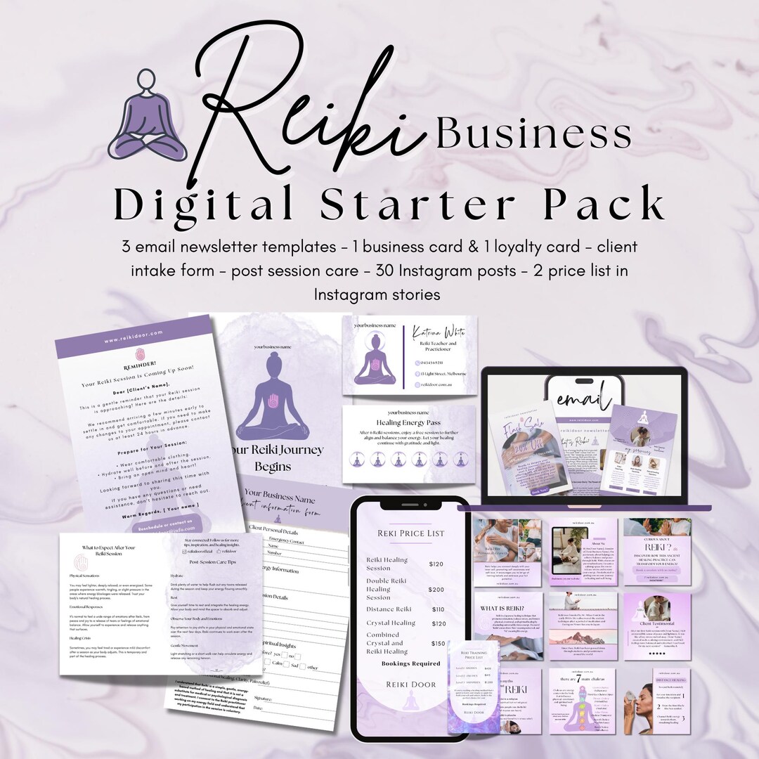 Reiki Digital Starter Template Pack for Reiki Businesses and Reiki ...