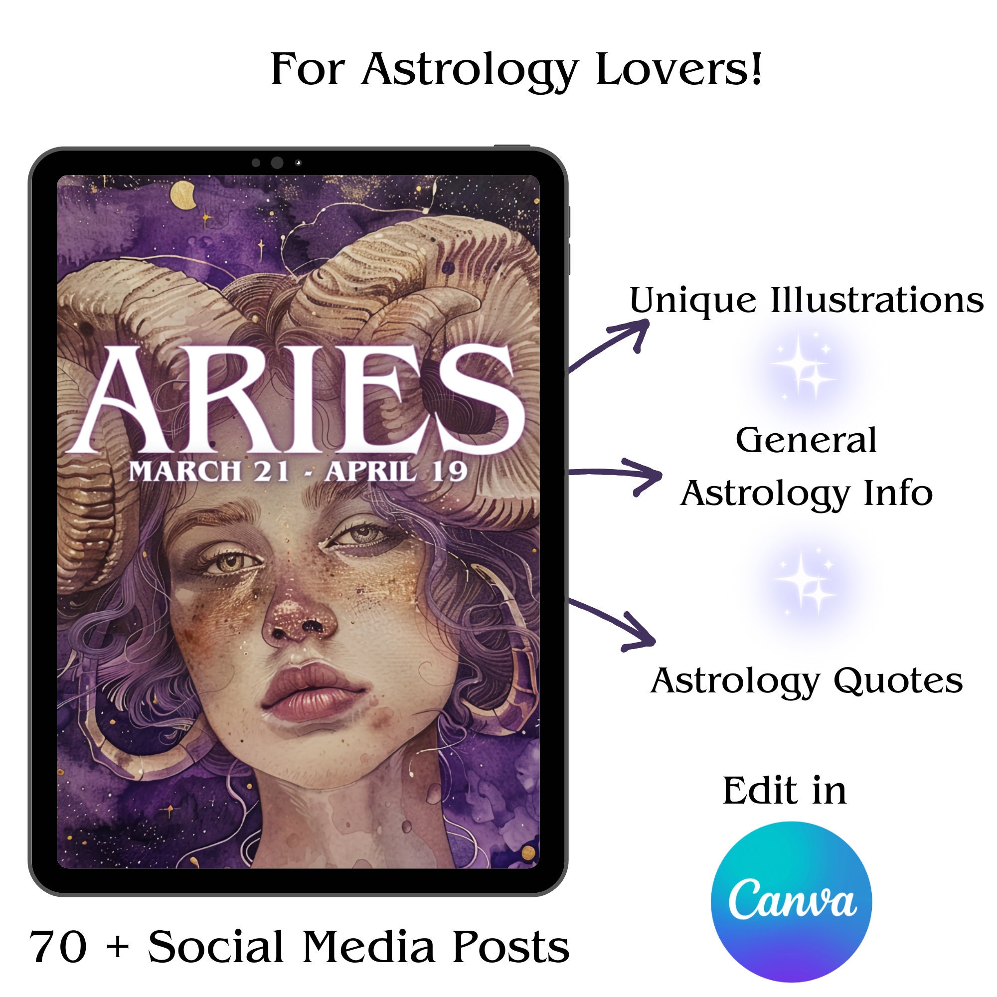 Astrology Instagram Post Template Bundle, Social Media Post Bundle ...
