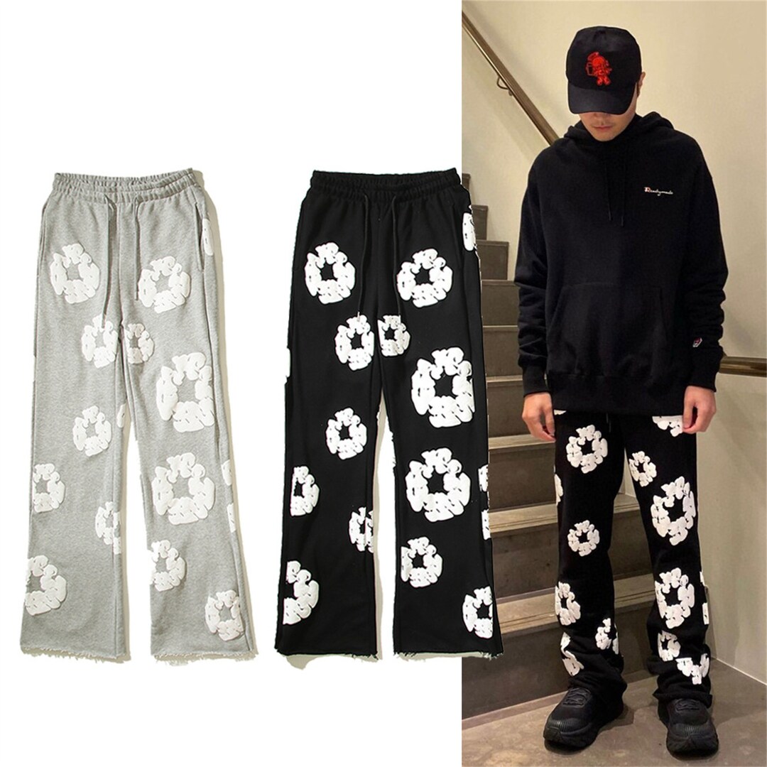 Demim Tears Flower Puff Print Flare Sweatpants 100% Cotton - Etsy