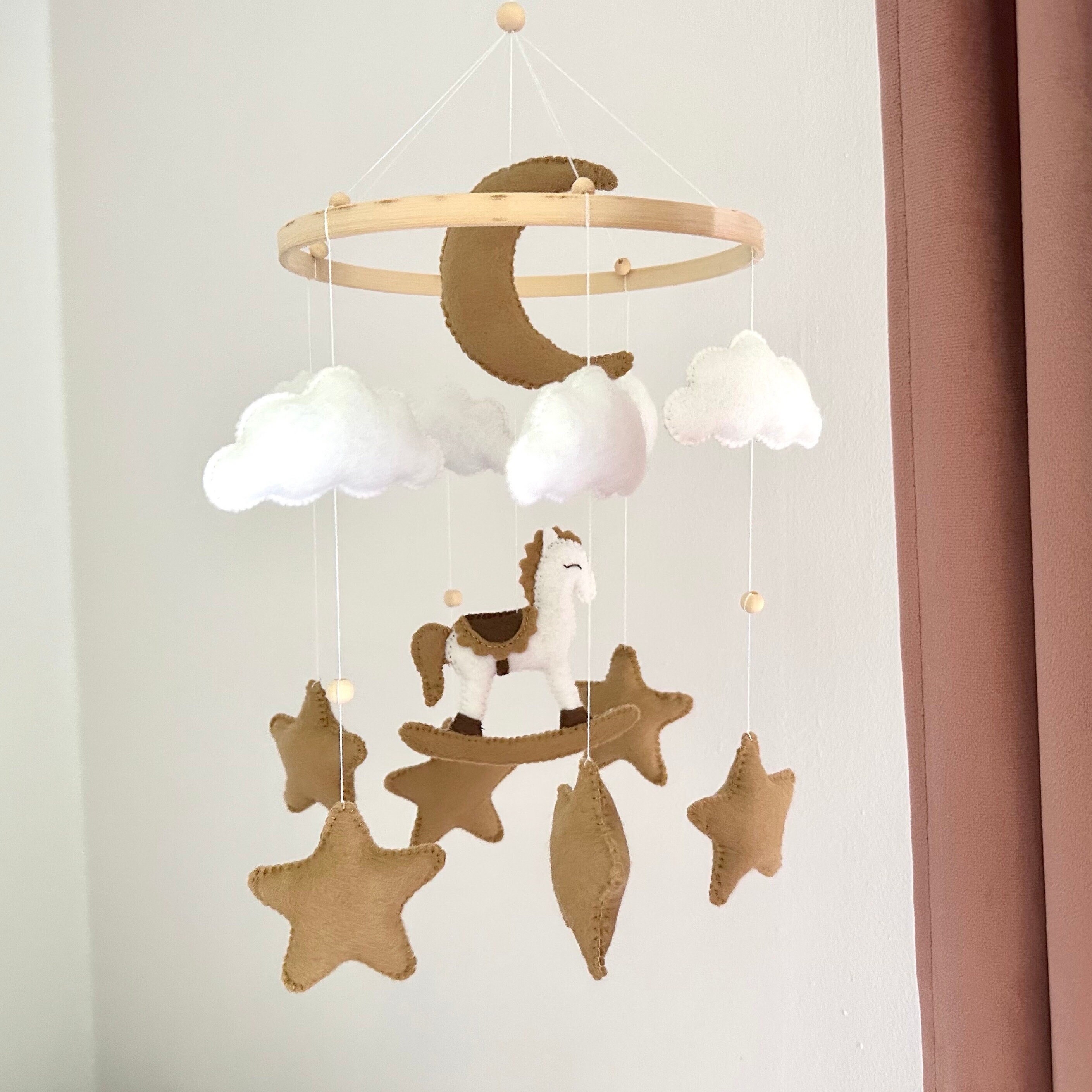 Rocking Horse Baby Mobile Decoration, Baby Shower Gift With Neutral ...