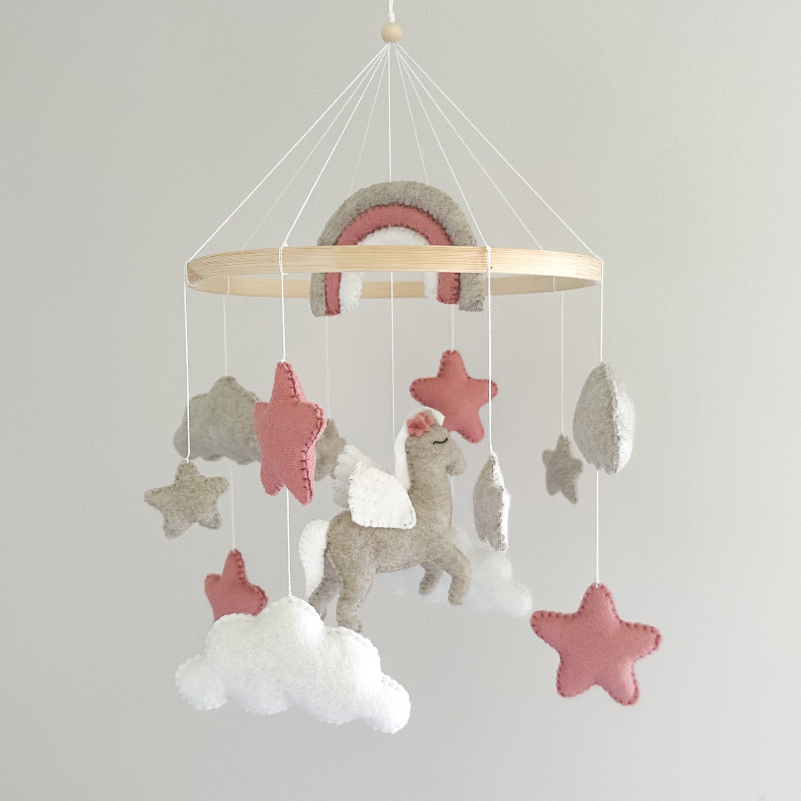 Pegasus Baby Mobile for a Girl, Horse Nursery Decoration, Baby Shower ...