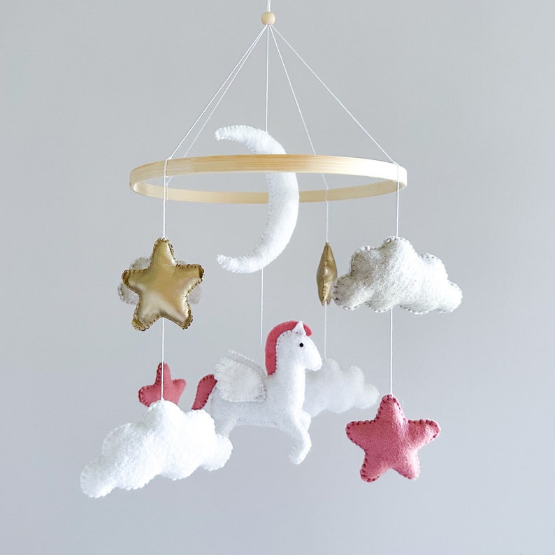 Pegasus Baby Mobile for a Girl, Horse Nursery Decoration, Baby Shower ...