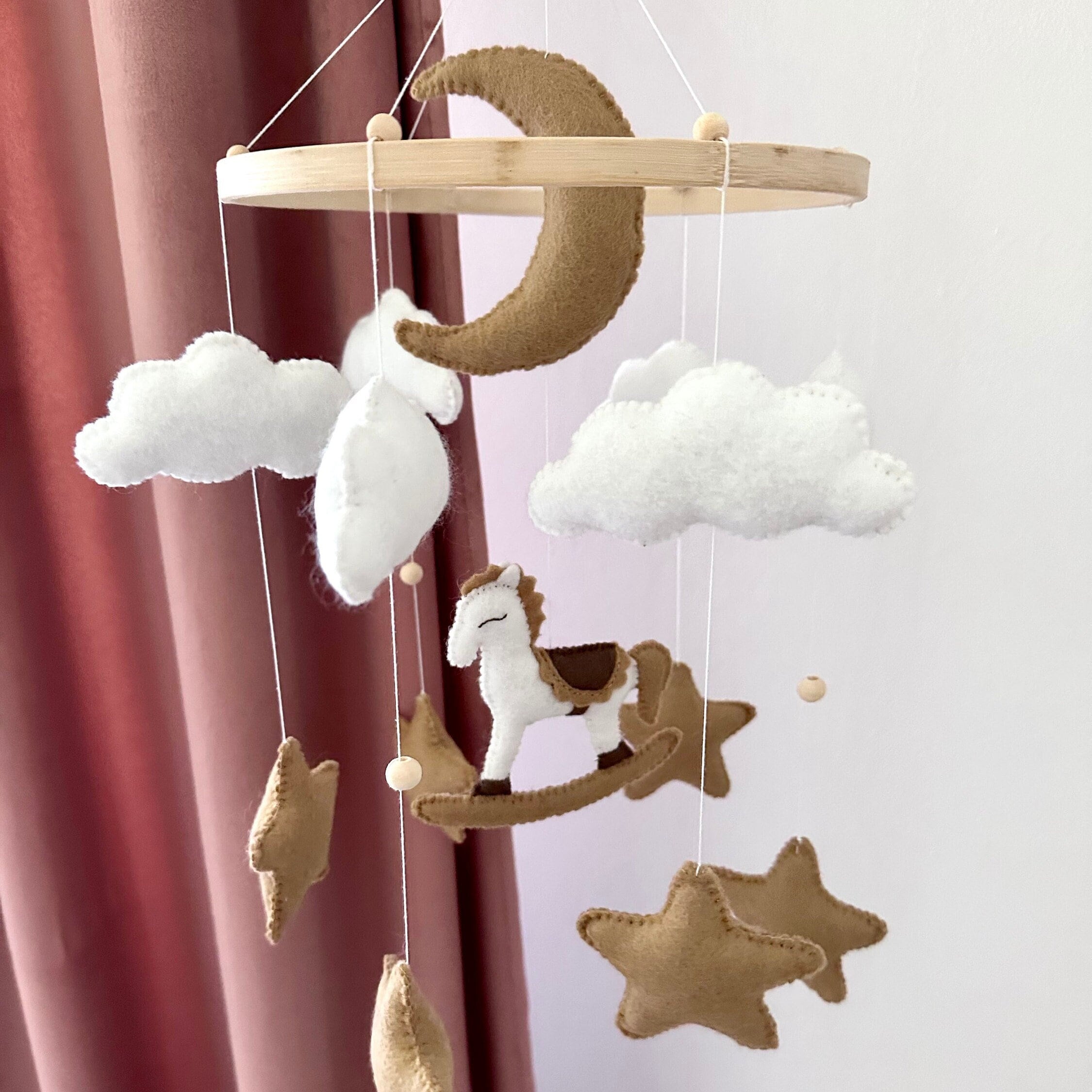Rocking Horse Baby Mobile Decoration, Baby Shower Gift With Neutral ...