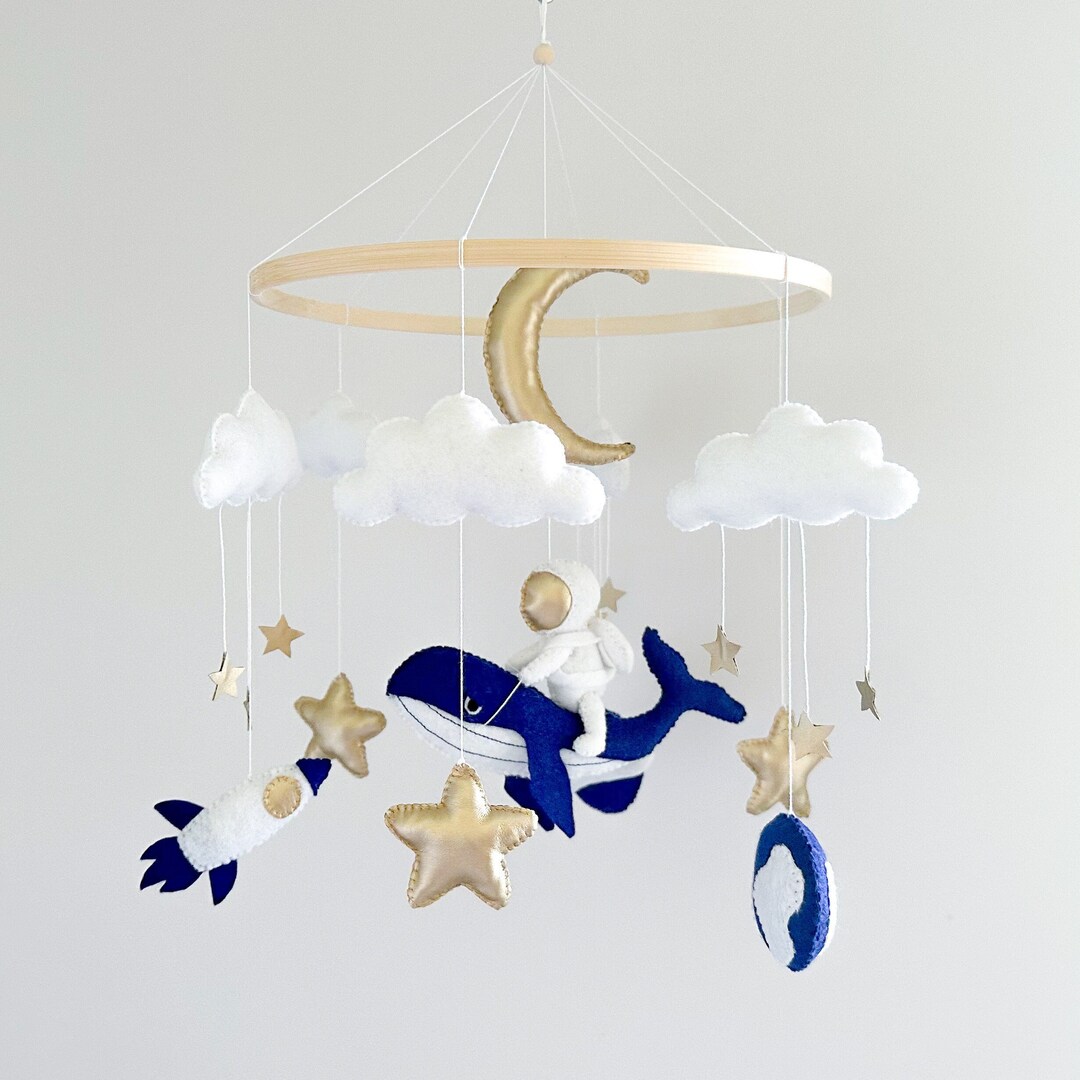 Space Baby Mobile, Nursery Decoration With Whale and Astronaut, Planet ...