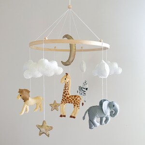 Safari Baby Mobile With Elephant, Zebra, Giraffe, Lion. Africa Neutral ...