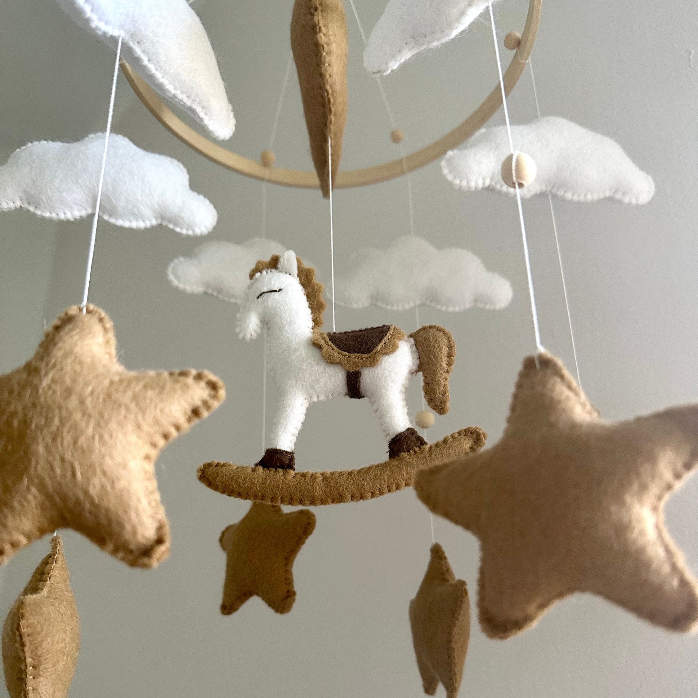 Rocking Horse Baby Mobile Decoration, Baby Shower Gift With Neutral ...