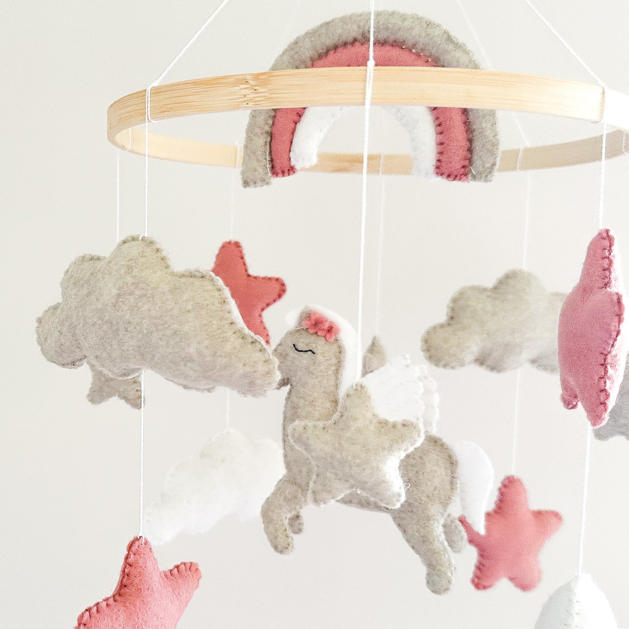 Pegasus Baby Mobile for a Girl, Horse Nursery Decoration, Baby Shower ...