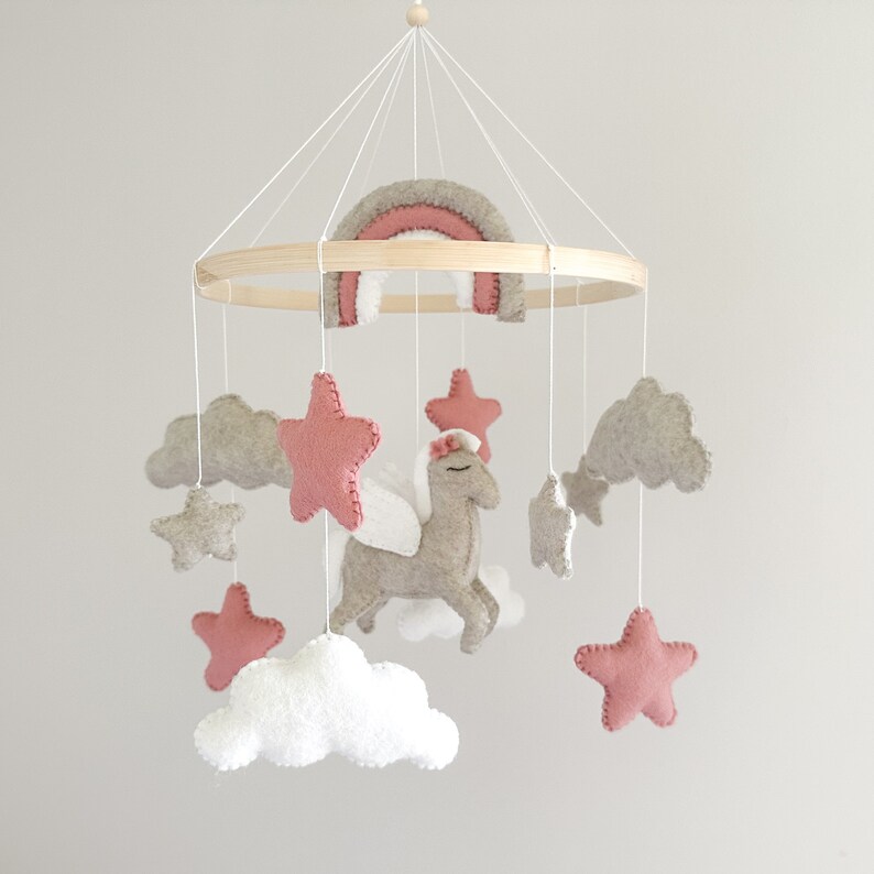 Pegasus Baby Mobile for a Girl, Horse Nursery Decoration, Baby Shower ...