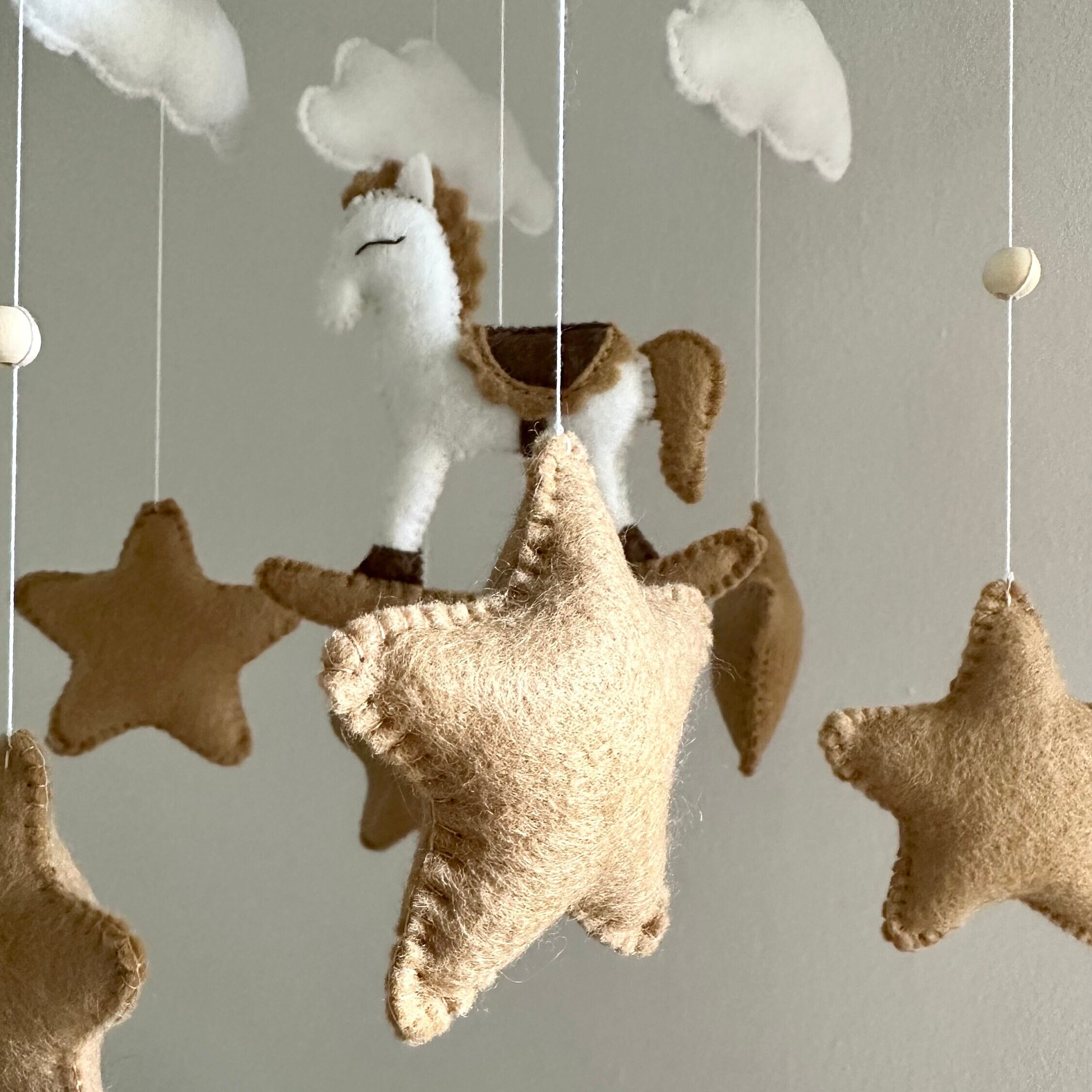 Rocking Horse Baby Mobile Decoration, Baby Shower Gift With Neutral ...