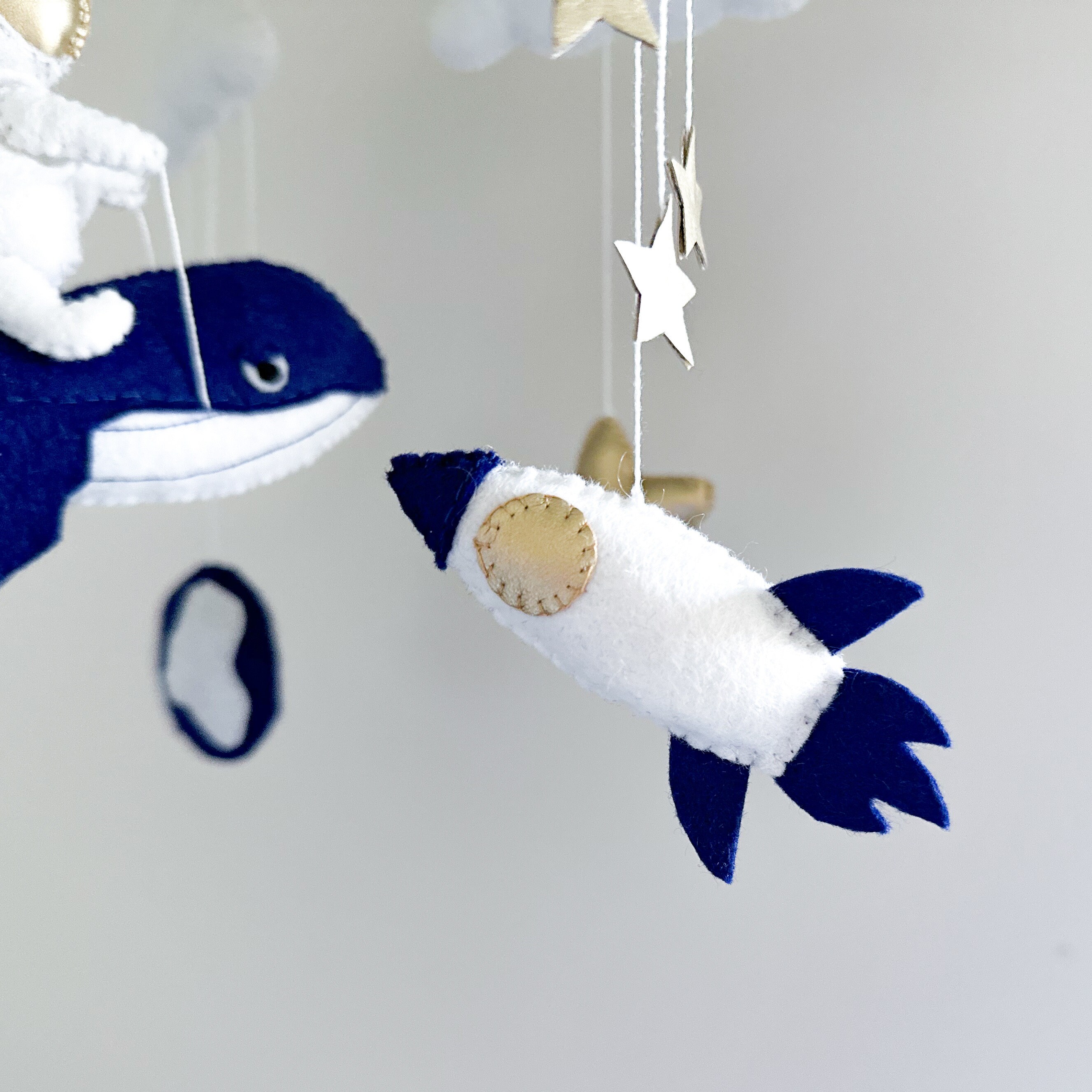 Space Baby Mobile, Nursery Decoration With Whale, Astronaut, Planet and ...