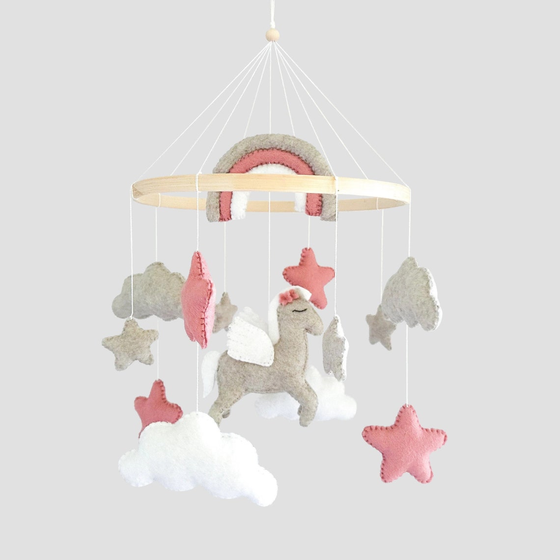 Pegasus Baby Mobile for a Girl, Horse Nursery Decoration, Baby Shower ...