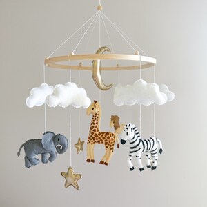Safari Baby Mobile With Elephant, Zebra, Giraffe, Lion. Africa Neutral ...