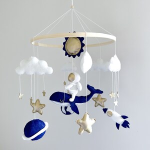 Space Baby Mobile, Nursery Decoration With Whale, Astronaut, Planet and ...
