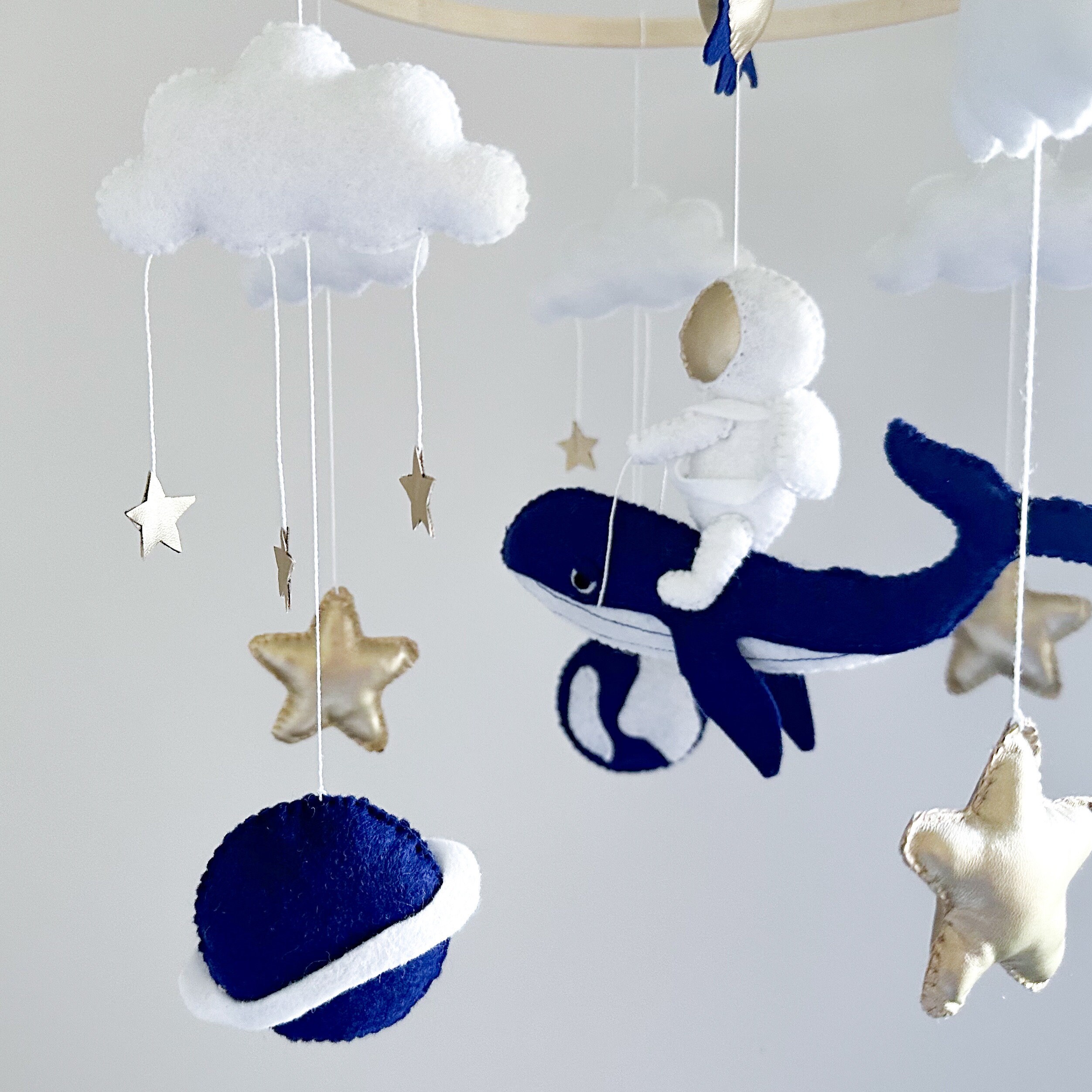 Space Baby Mobile, Nursery Decoration With Whale, Astronaut, Planet and ...