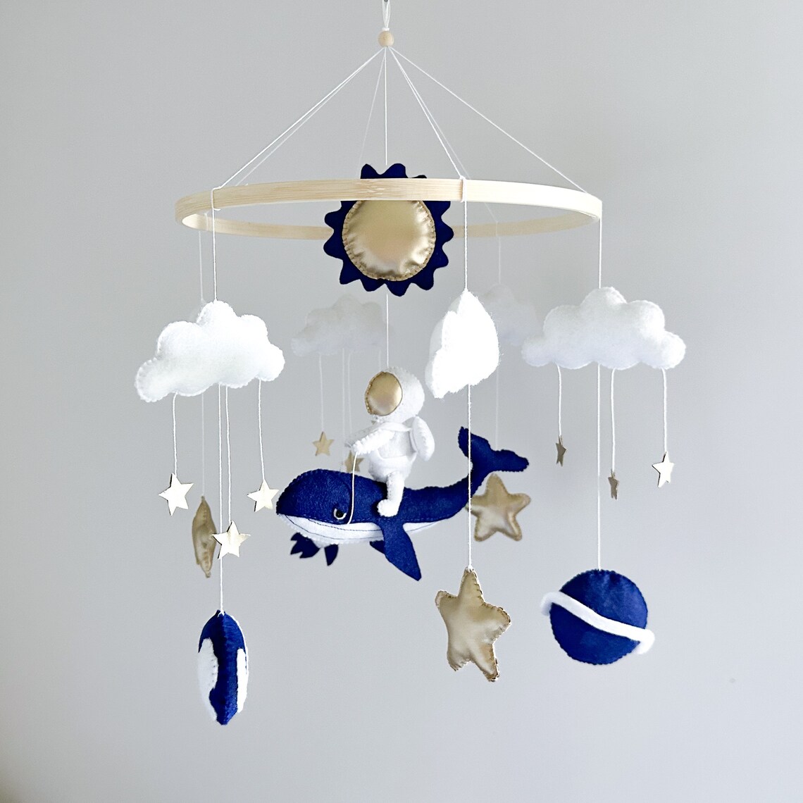 Space Baby Mobile, Nursery Decoration With Whale, Astronaut, Planet and ...