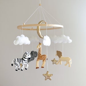 Safari Baby Mobile With Elephant, Zebra, Giraffe, Lion. Africa Neutral ...