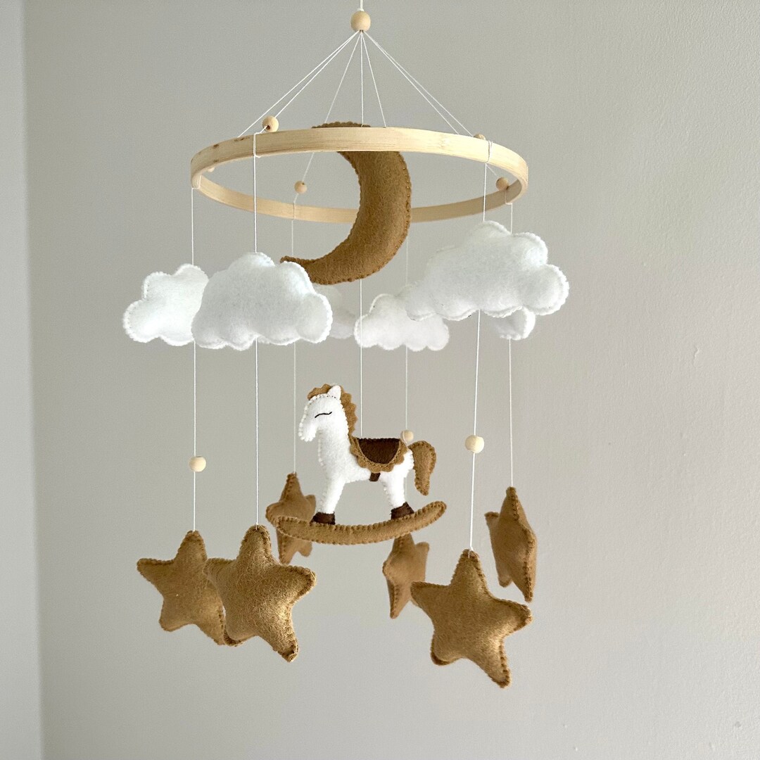 Rocking Horse Baby Mobile Decoration, Baby Shower Gift With Neutral ...